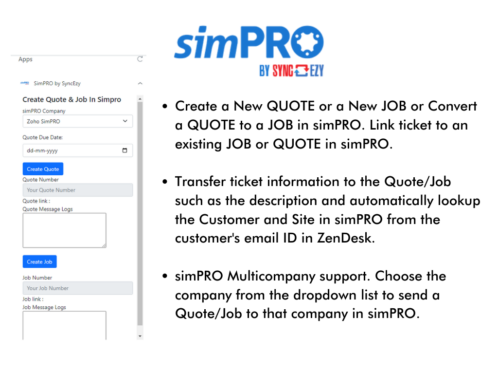 SimPRO by SyncEzy App Integration with Zendesk Support
